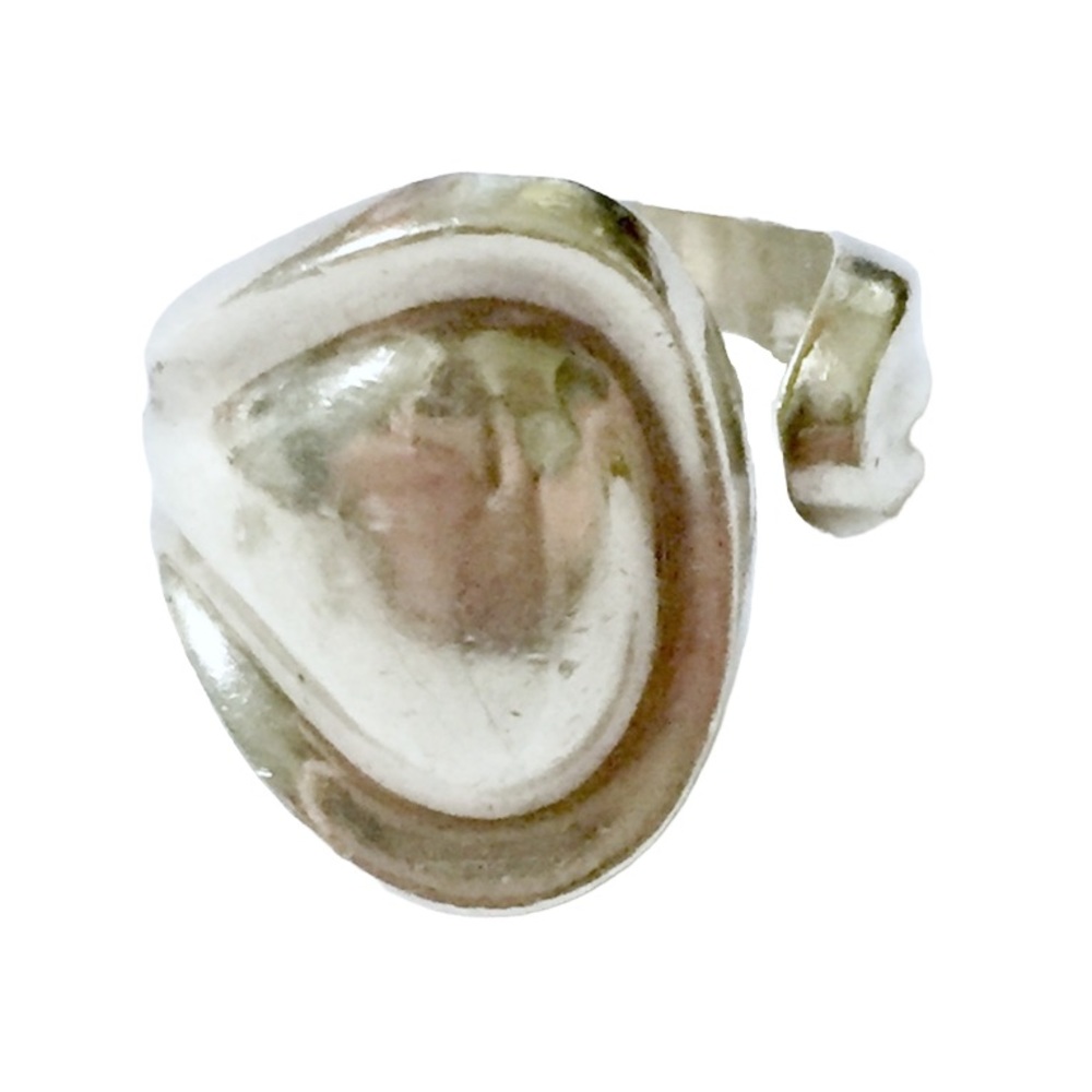 Sterling Silver Heavy Thick Ring Modernist 10 - Gem